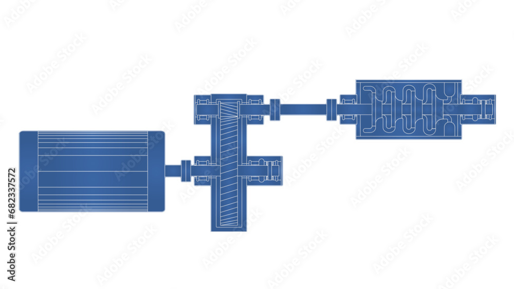 Centrifugal compressor, gearbox, and induction motor blueline vector ...