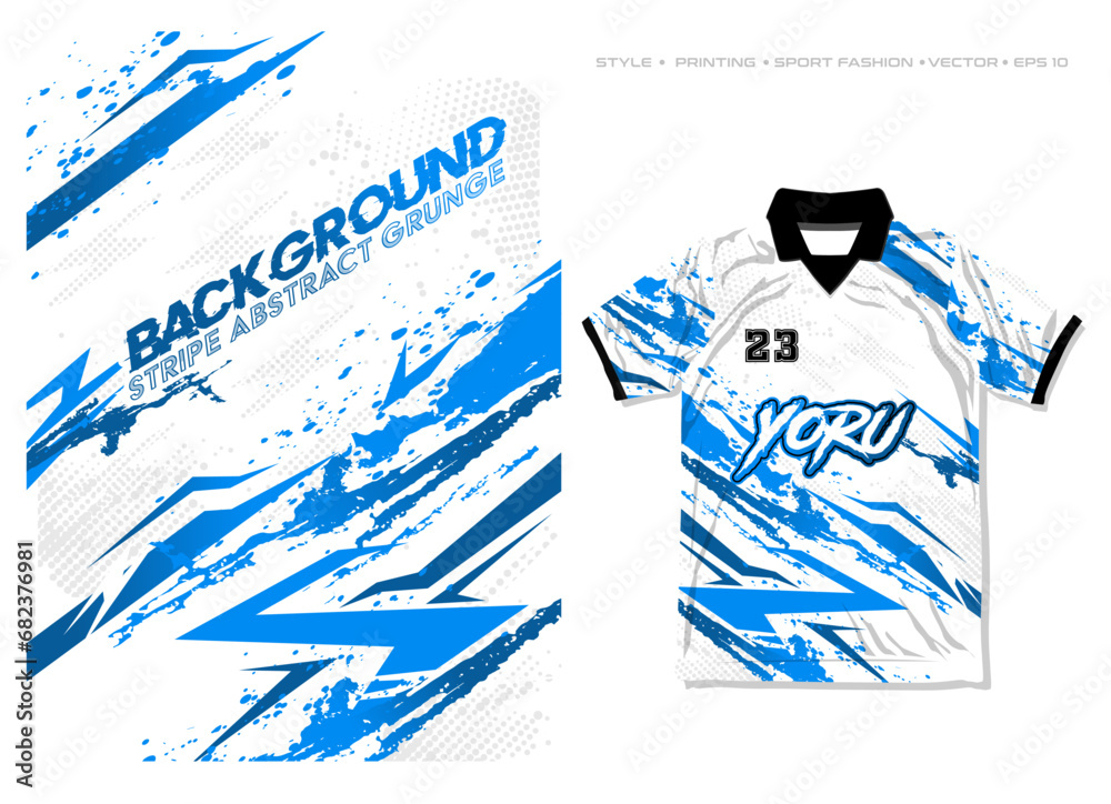 sublimation jersey design blue white brush stripe background abstract ...