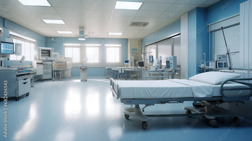 Empty white clean and pristine hospital. Concept of Sterile environment ...