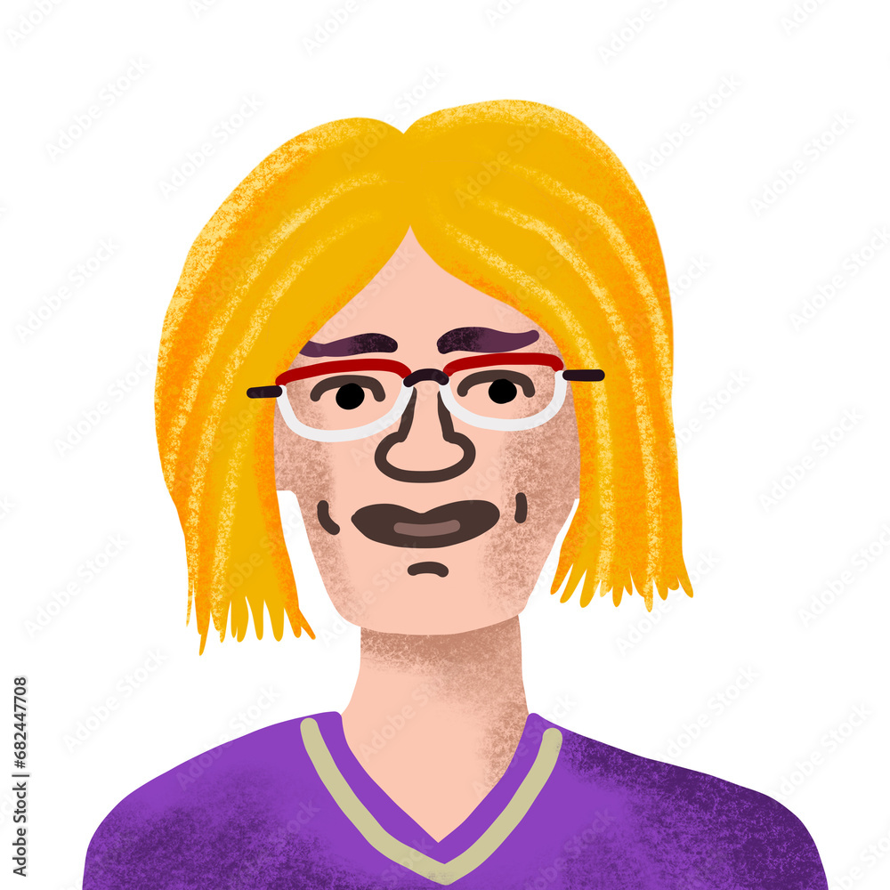 hand drawn profile picture portrait of imaginary person PNG image with ...