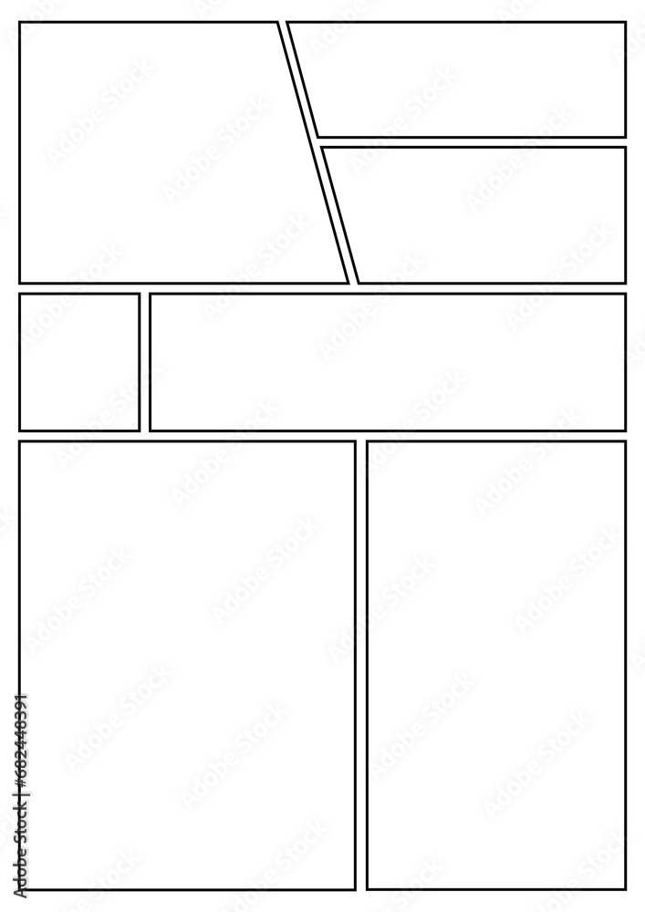 Manga storyboard layout A4 template for rapidly create papers and comic ...