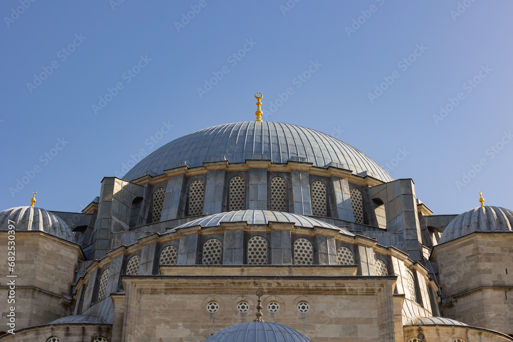 Islamic architecture background photo. Domes of Suleymaniye Mosque ...