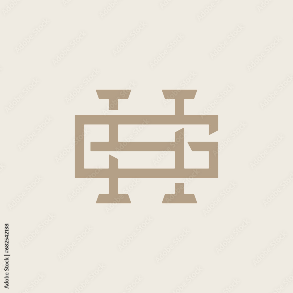 Initial based clean and minimal letter. HG GH Monogram Logo Template ...
