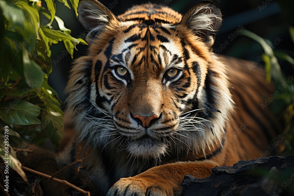 Amazing tiger in the nature habitat. Tiger pose during the golden light ...