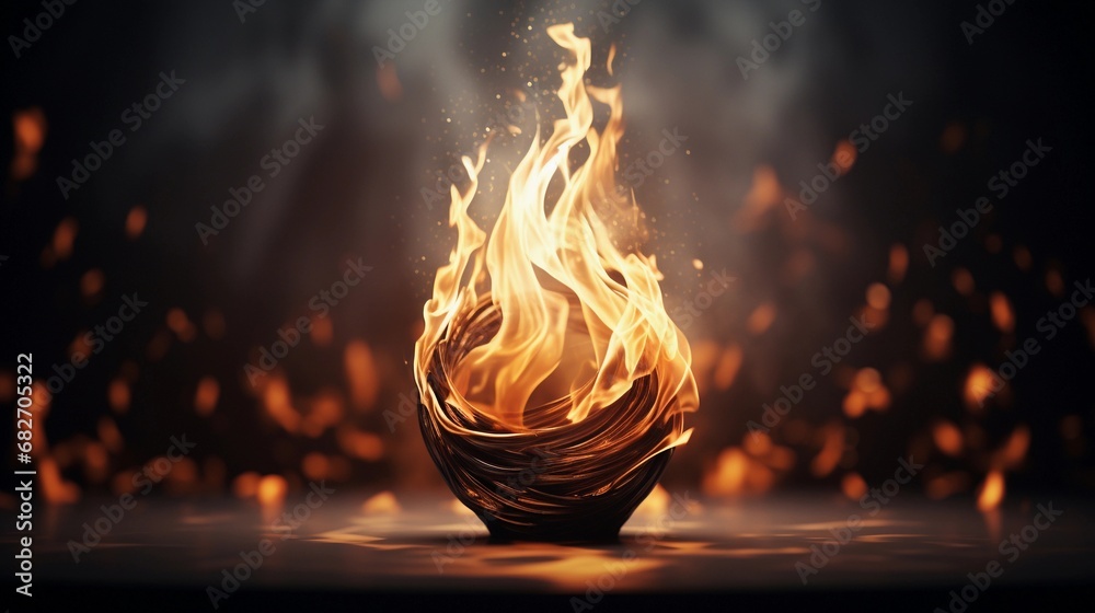 Illustrate the flame as a sculptural element, using the shape and form ...