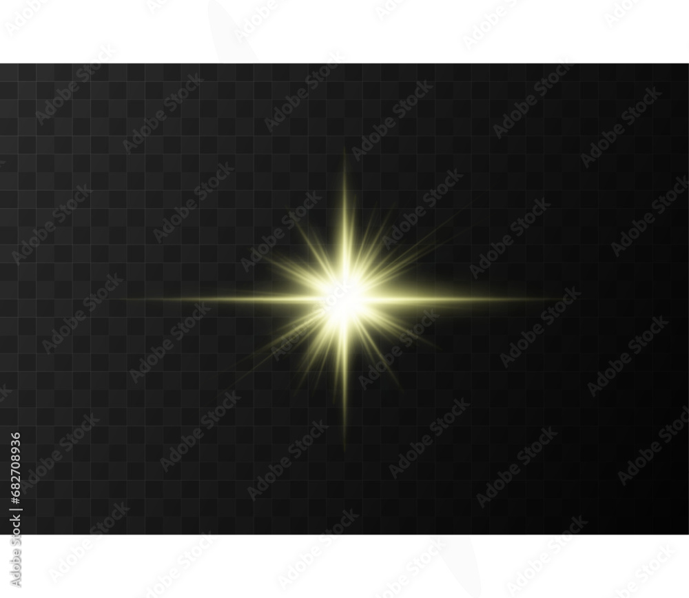 Set of realistic vector gold stars png. Set of vector suns png. Golden ...