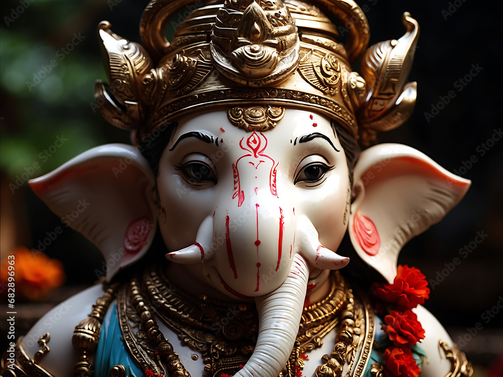 Vibrant Lord Ganesha Statue, AI-Crafted Art for Ganesh Chaturthi ...