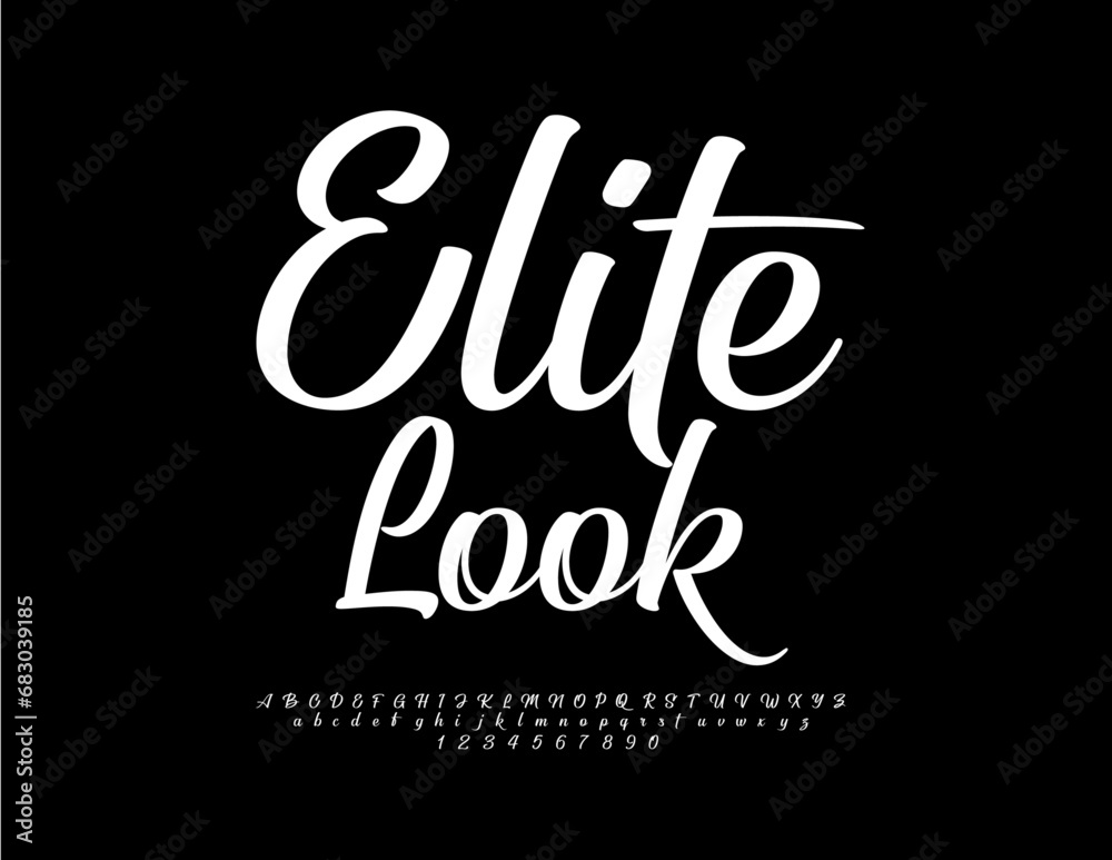 Vector stylish sign Elite Look. Beautiful Cursive Font. Trendy Alphabet ...