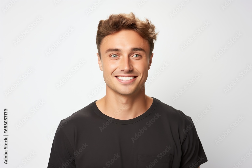 Handsome Fictional Male Model with Blue Eyes Smiling Candidly. Casual ...