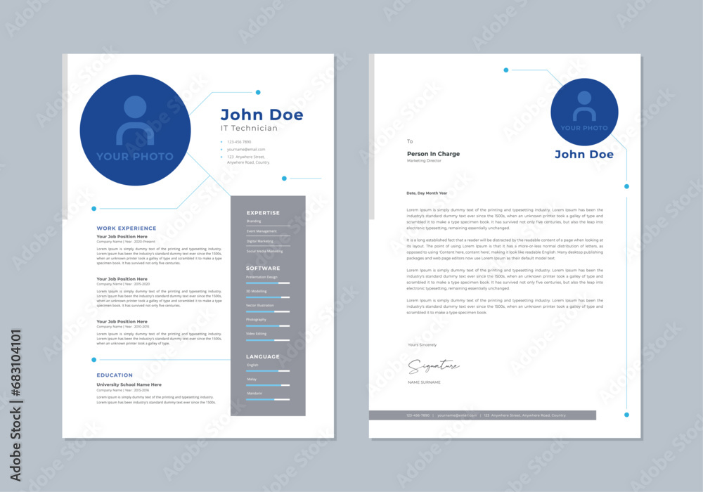 Modern Cv templates for IT industry. Professional resume, cover letter ...