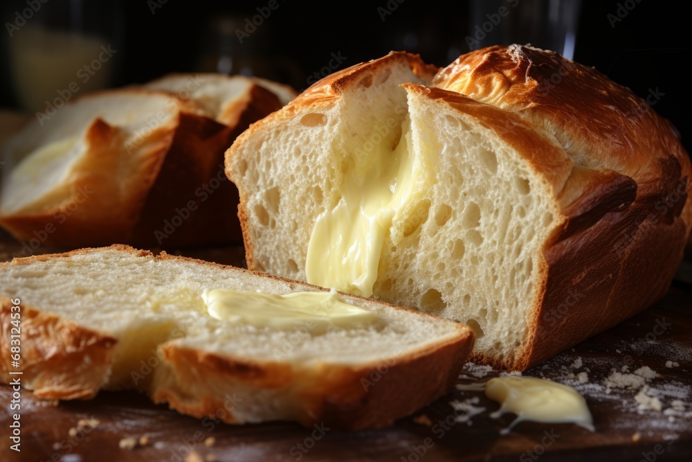 A close-up shot of a freshly cut piece of creamy butter melting slowly ...