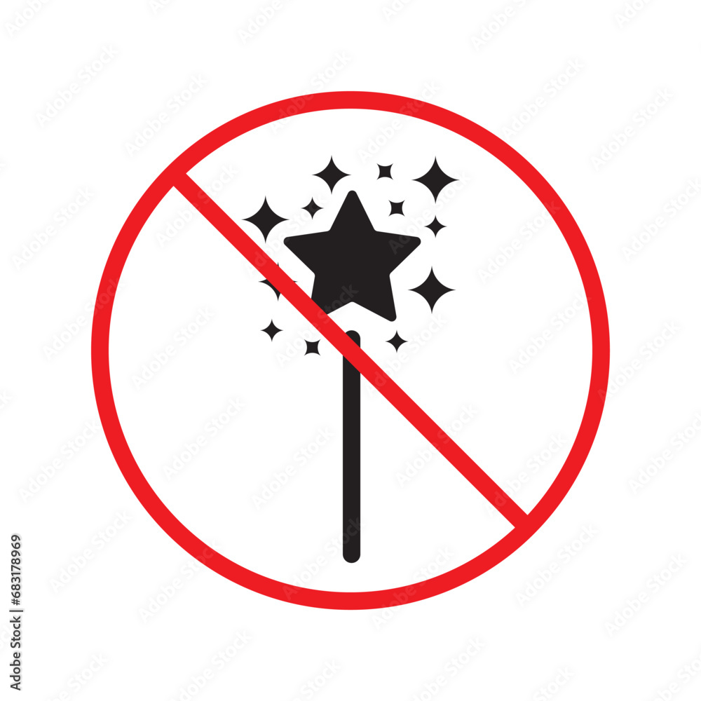 No magic wand icon. Forbidden magic wand icon. No magic vector symbol ...