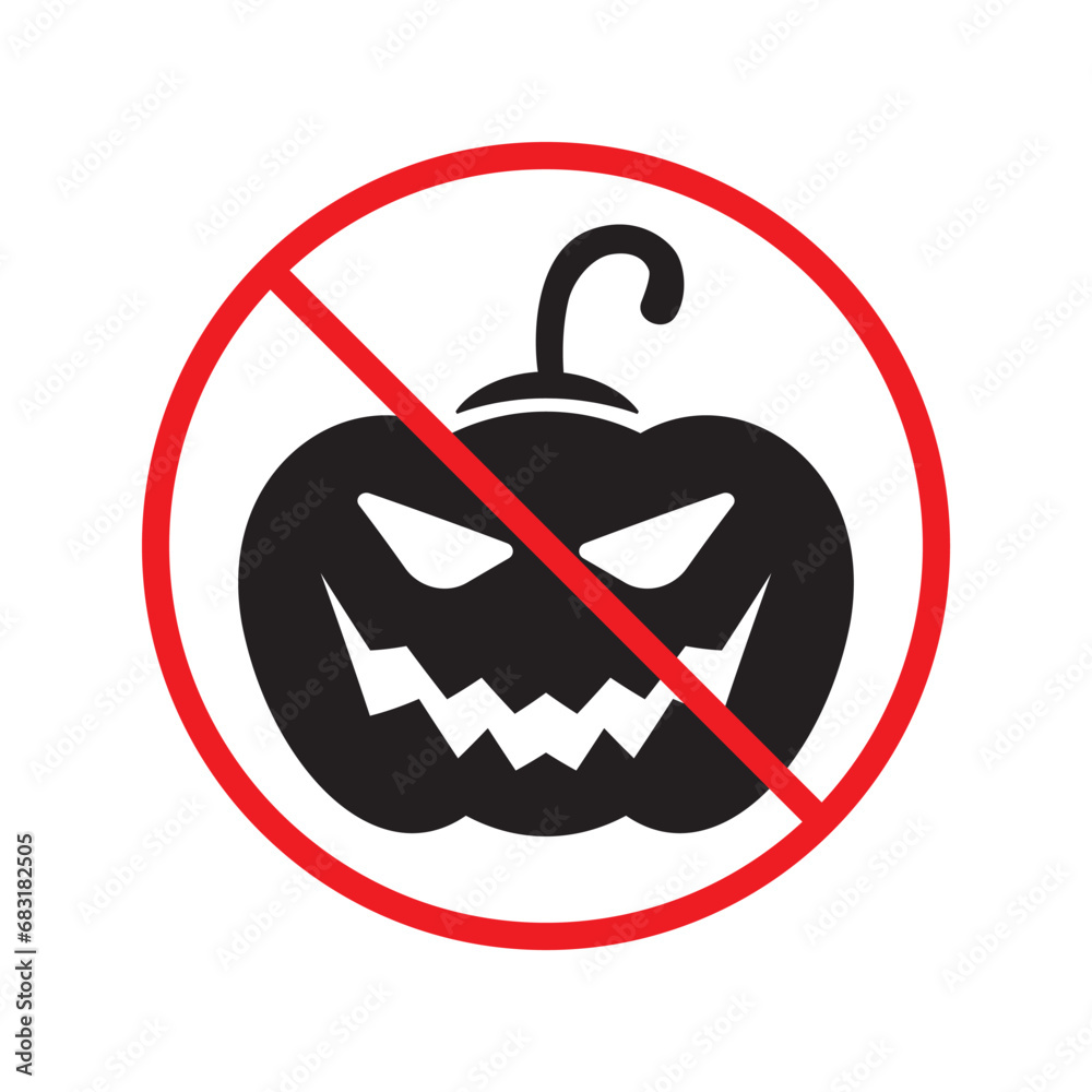 Image vectorielle Stock Forbidden pumpkin vector icon. Warning, caution ...