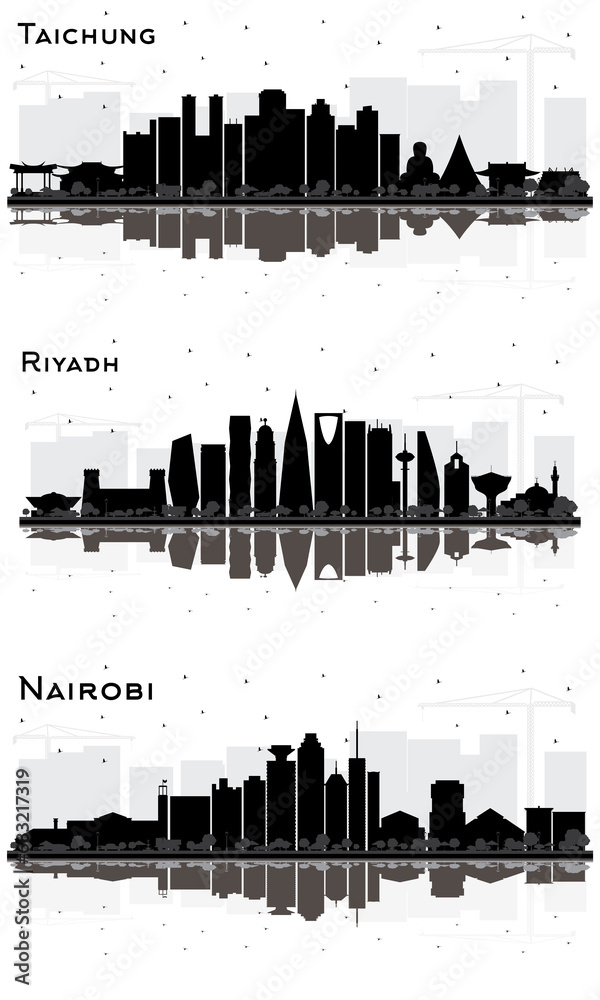 Riyadh Saudi Arabia, Nairobi Kenya and Taichung Taiwan City Skyline ...