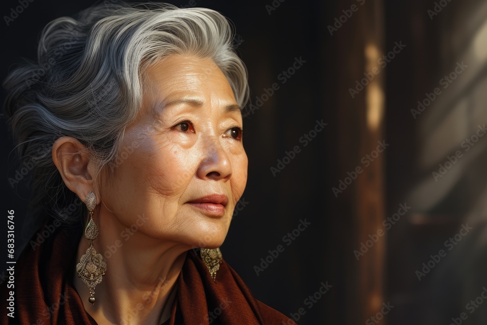 Beautiful elegant asian old woman. Senior older 60s lady wearing in ...