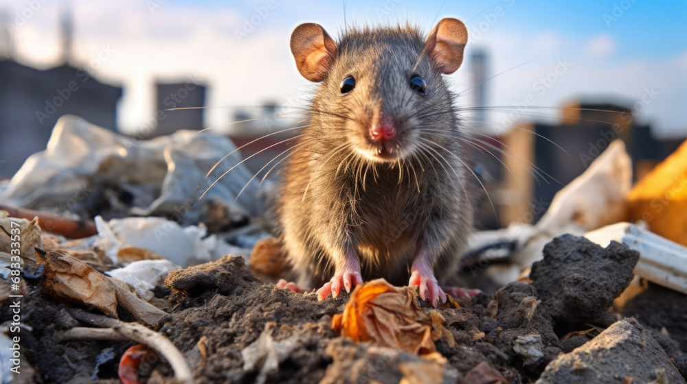 Rat sitting on top of garbage pile in a city Stock Photo | Adobe Stock