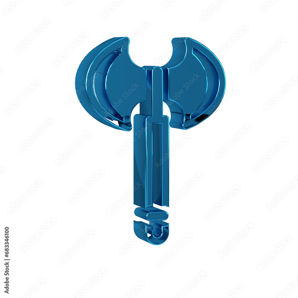 Blue Medieval axe icon isolated on transparent background. Battle axe ...