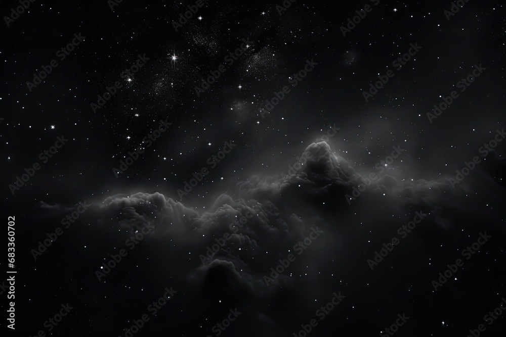 space stellar background, black starry sky with interstellar cloud ...