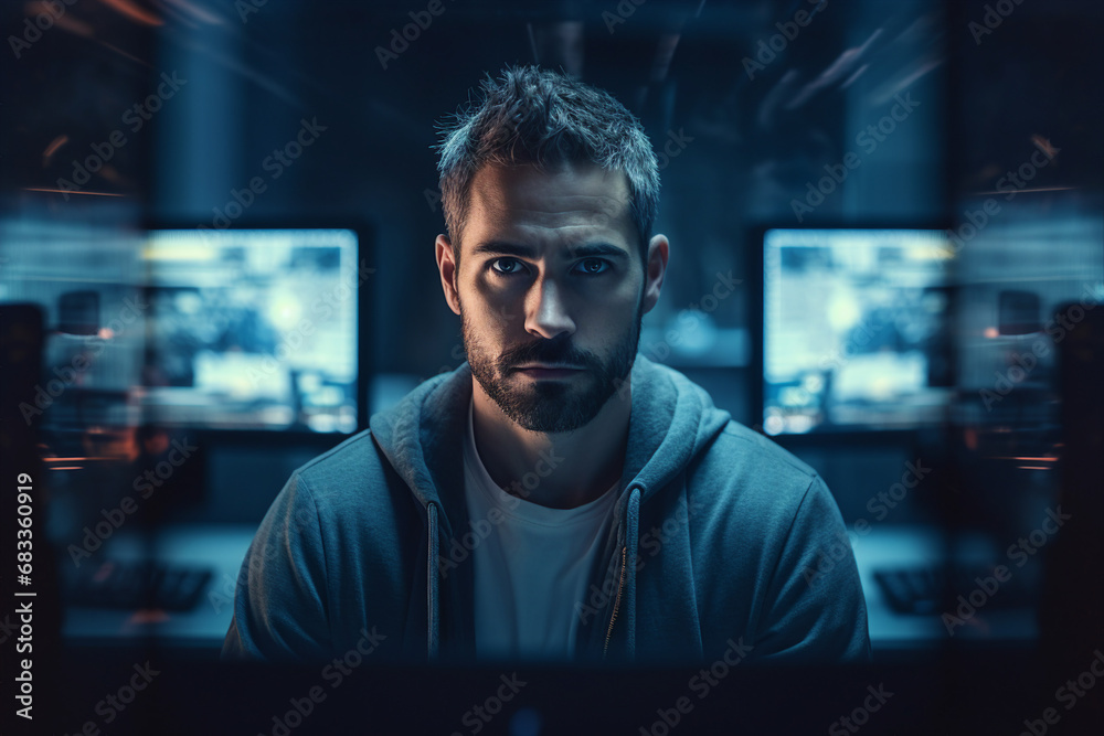 Generative AI portrait of cyberpunk system administrator programmer ...