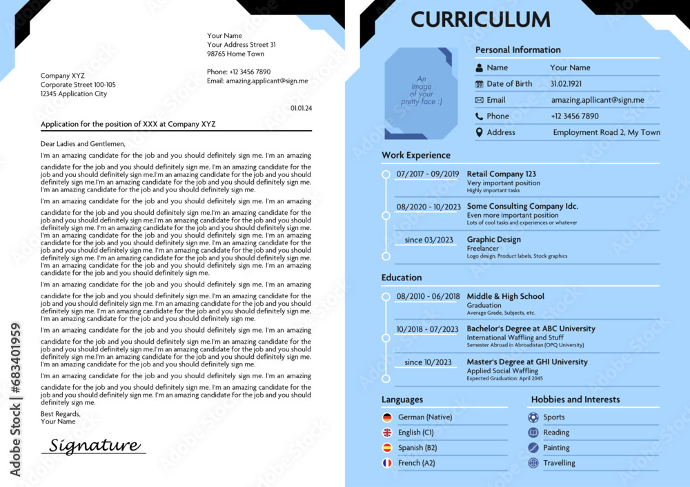 Application Template: Cover Letter and Curriculum Vitae - Customizable ...