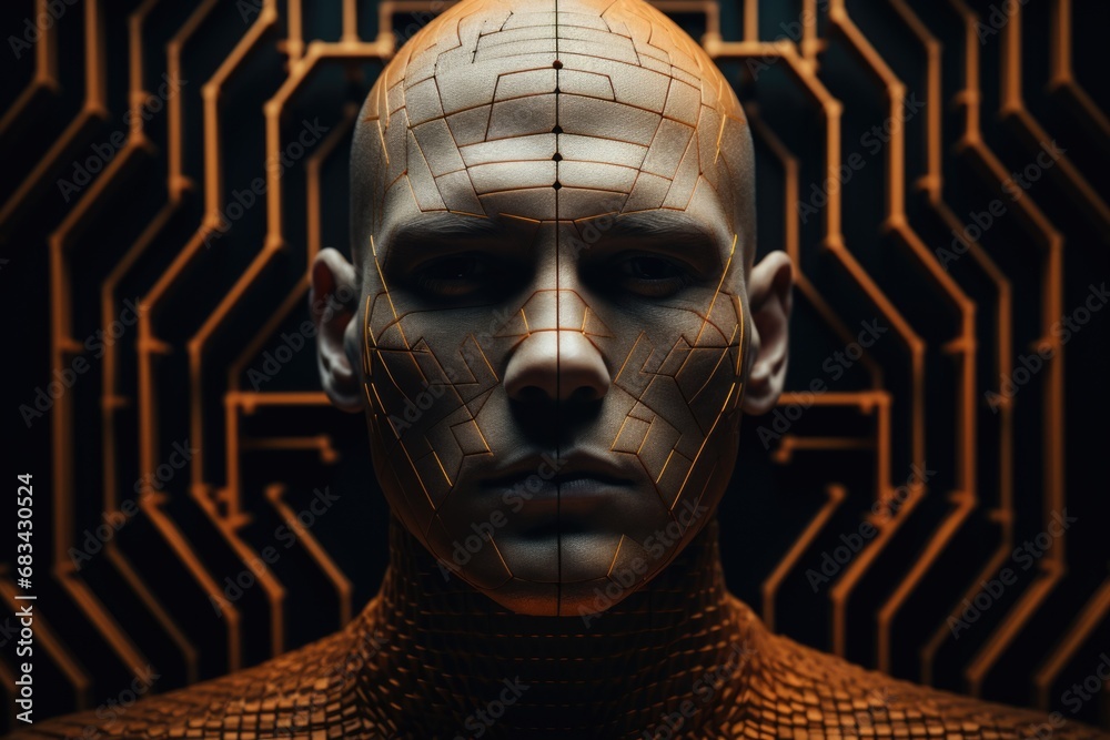 A detailed close-up of a person's face showing visible lines and ...