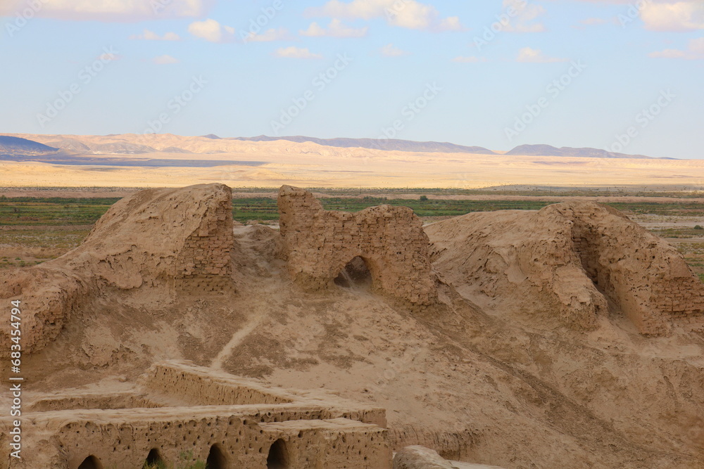 The ruins of Toprak Kala, one of the Desert Castles of Ancient Khorezm ...