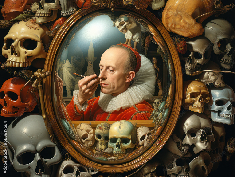 A self-portrait where the artist paints their own reflection, showing ...