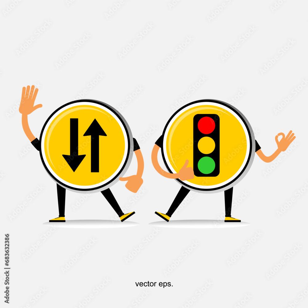 illustration of cartoon traffic signs, cartoon traffic signs with ...