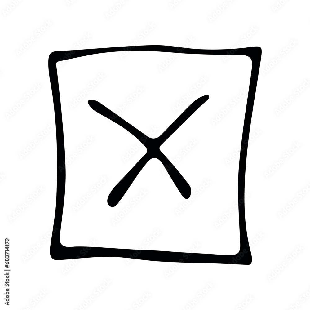 Hand drawn cross mark illustration. Marker wrong sign clipart. Ink ...