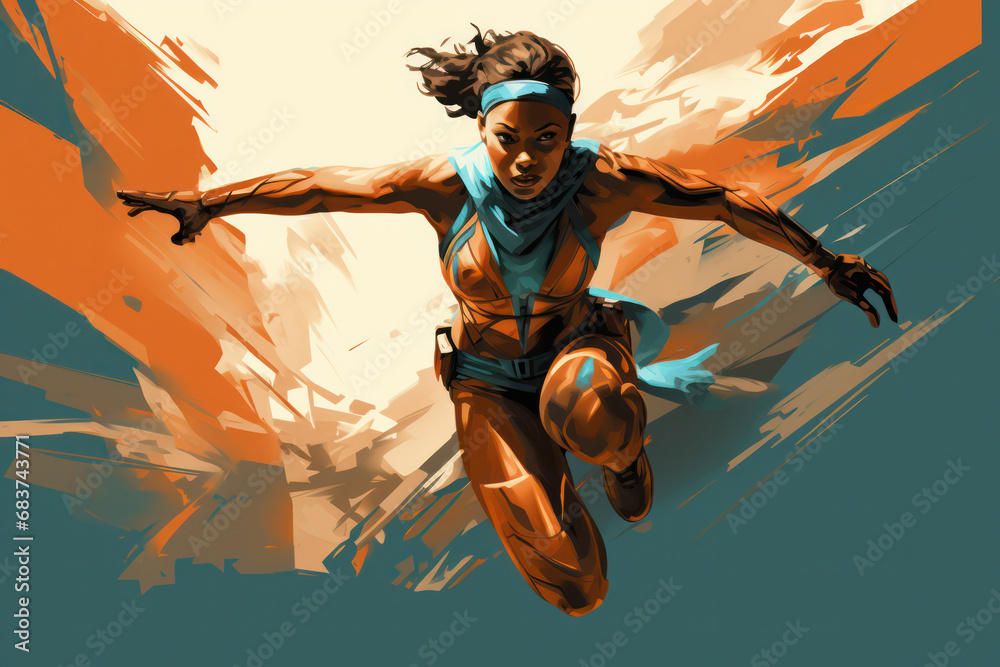 The African American track and field athlete executed a powerful jump ...
