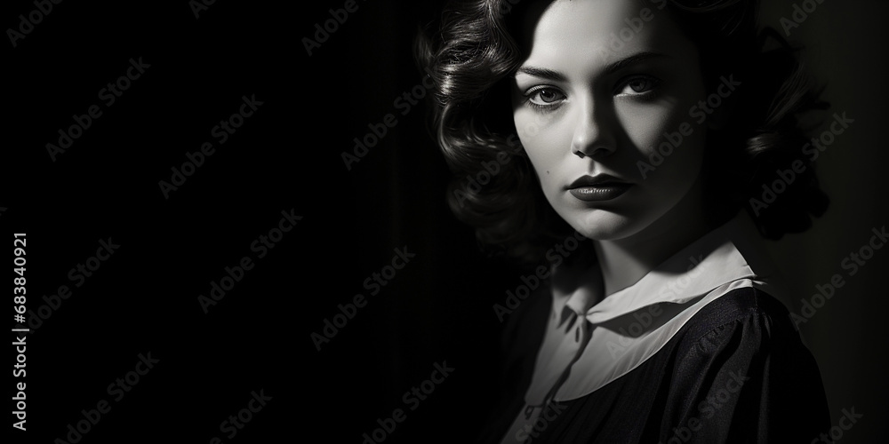 Film noir-inspired portrait, female subject with a mysterious aura, low ...