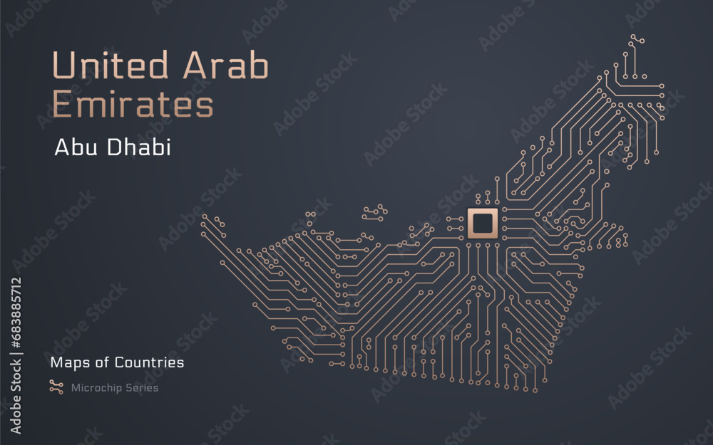 Stock-Vektorgrafik „United Arab Emirates, Map with a capital of Abu ...