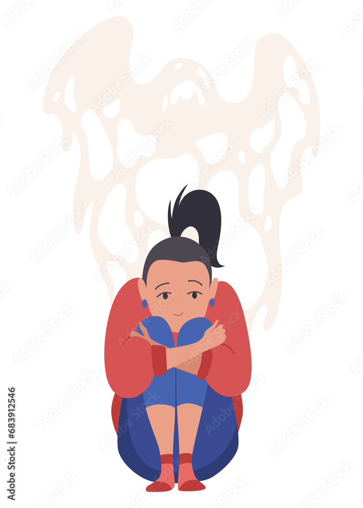 Depressed people. Depression. Sad woman seating. Lonely teenager ...