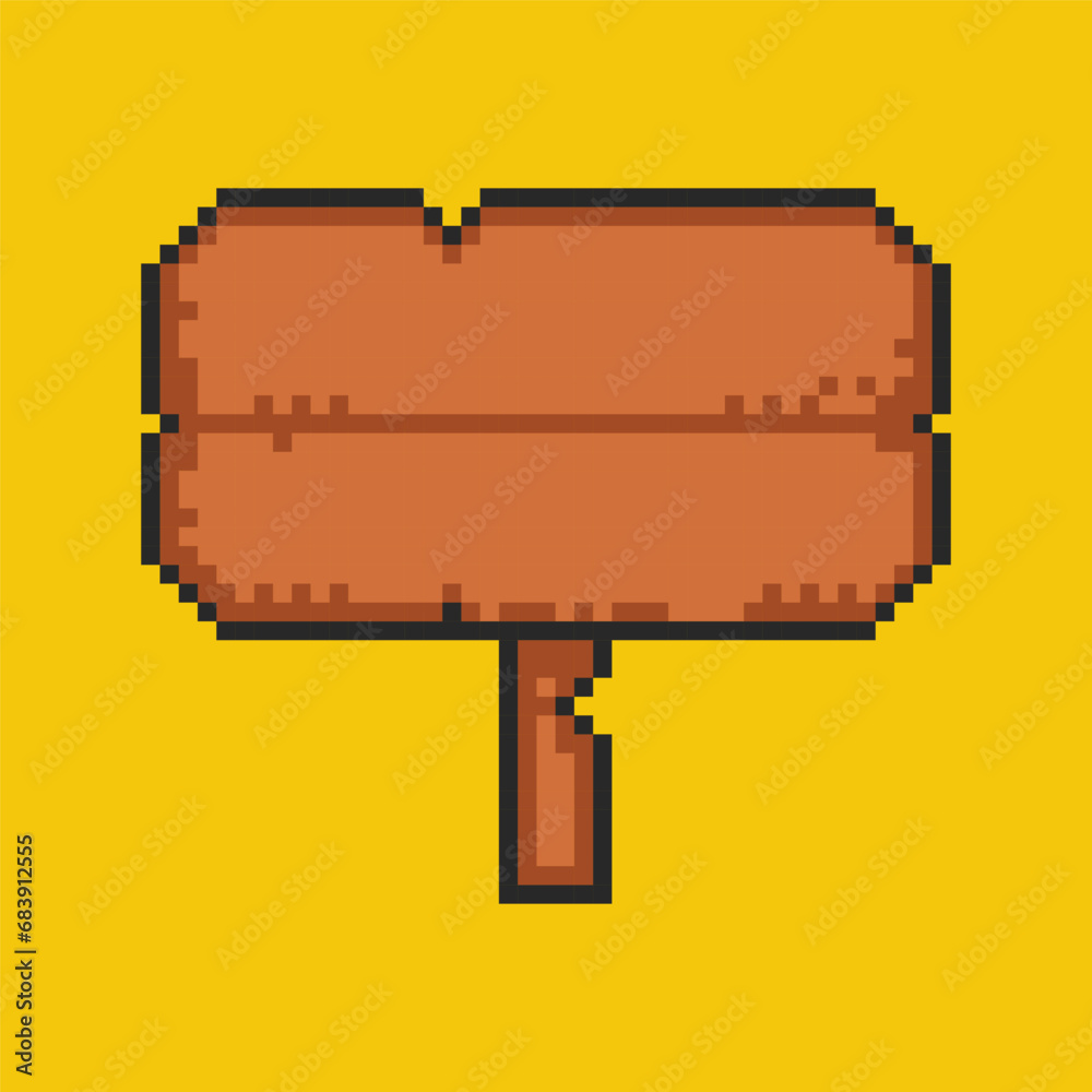 Image vectorielle Stock Pixel wooden roadside sign, old village, 8 bit ...