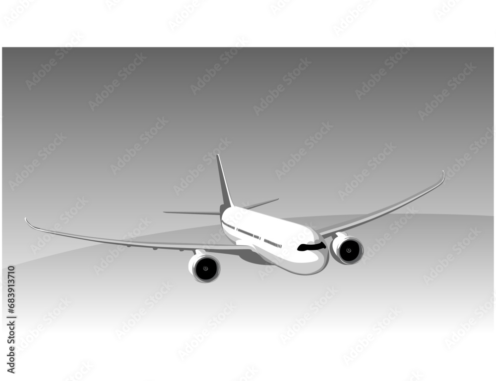 Airbus A330-900 In flight. A commercial airliner high above the ground ...