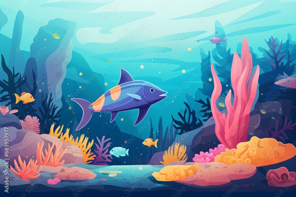 Cartoon illustration of marine life Stock Illustration | Adobe Stock