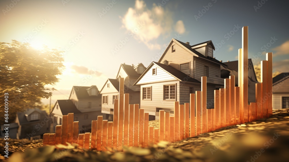 House with graph chart. Concept of investment growth, Real estate ...