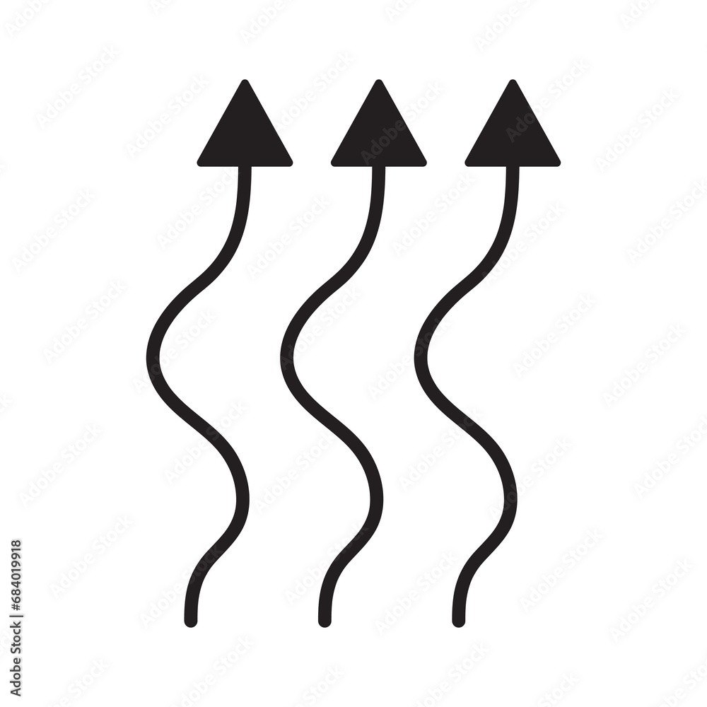 Upward curvy arrows icon, heat arrows symbol,steam moving up vector ...
