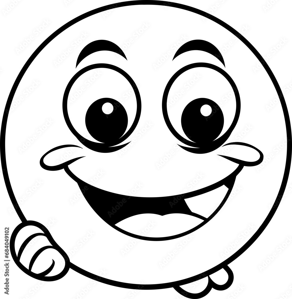 Cute emoji coloring page black and white Stock Vector | Adobe Stock