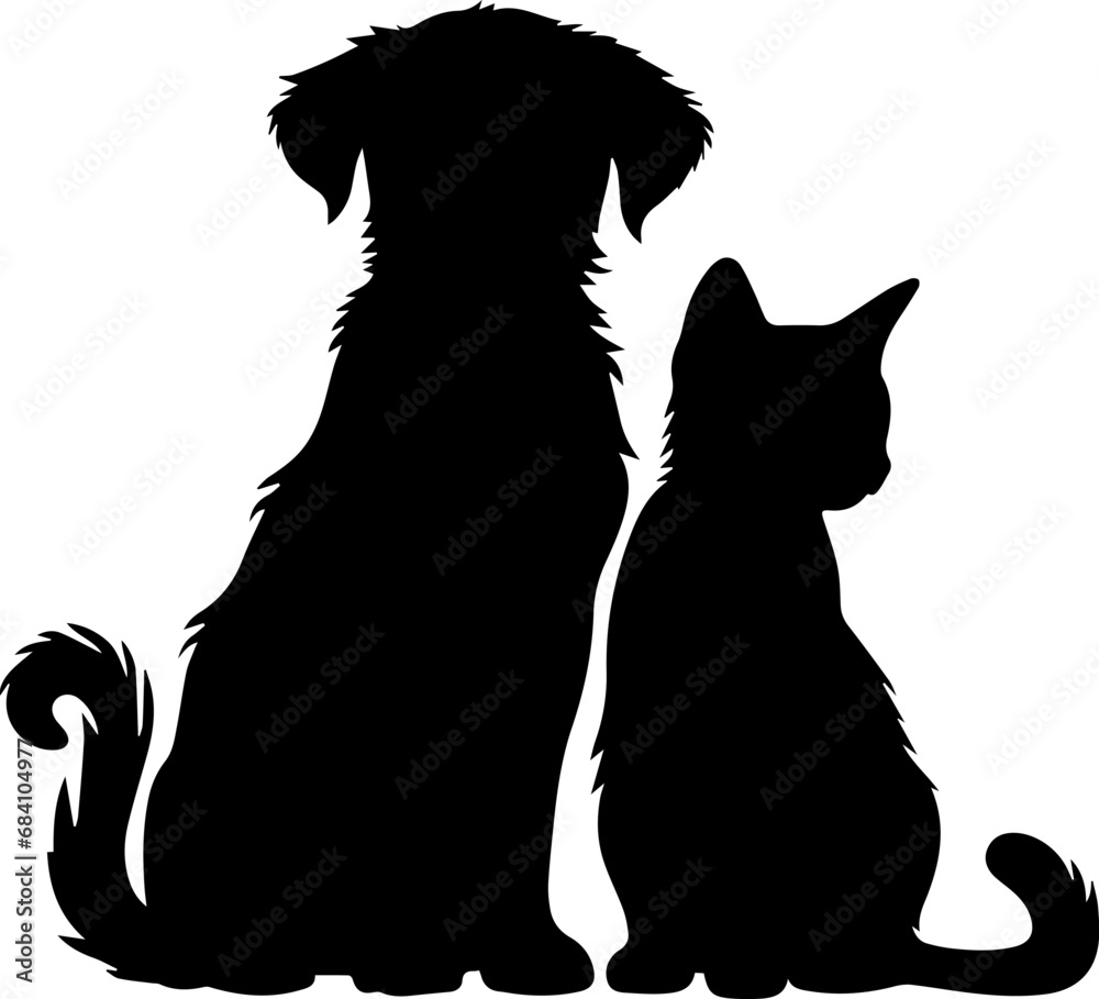 Cats And Dogs Sitting Silhouette Vector EPS Stock Vector | Adobe Stock