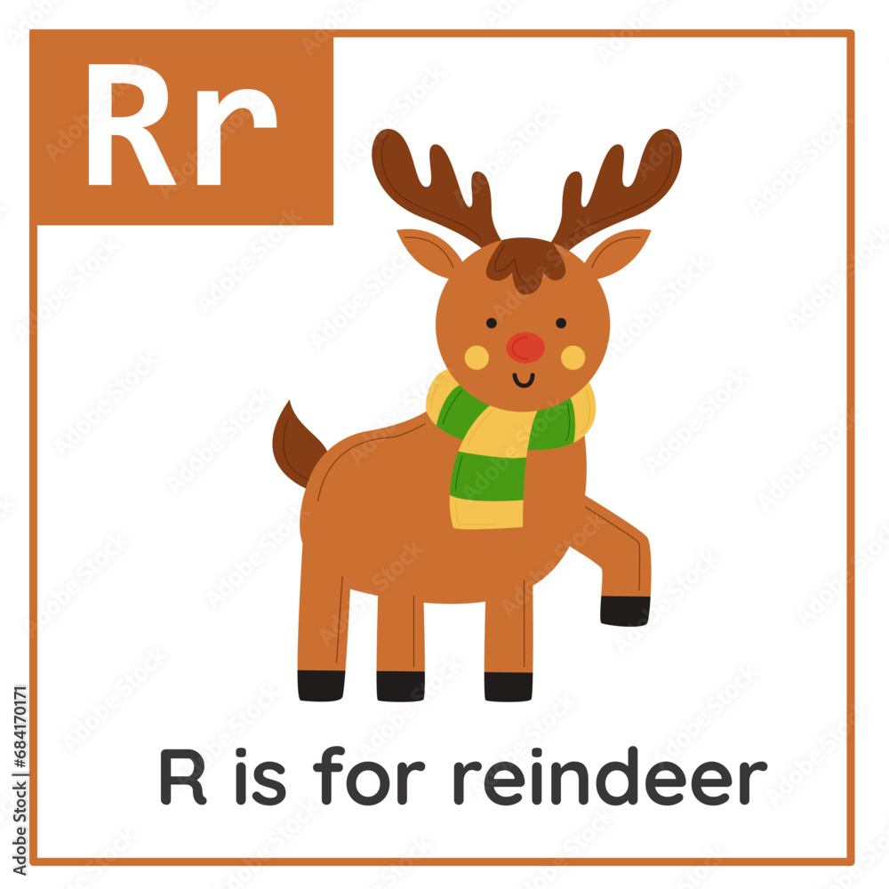 Learning English alphabet for kids. Letter R. Christmas cards ...