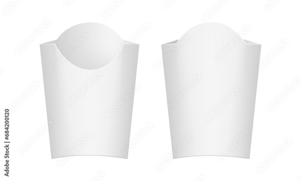 Two Big French Fries Boxes, Fast Food Packaging Mockup, Front And Back ...