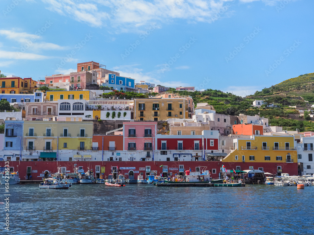 Photo Stock Ponza is largest town in the Pontine archipelago with ...