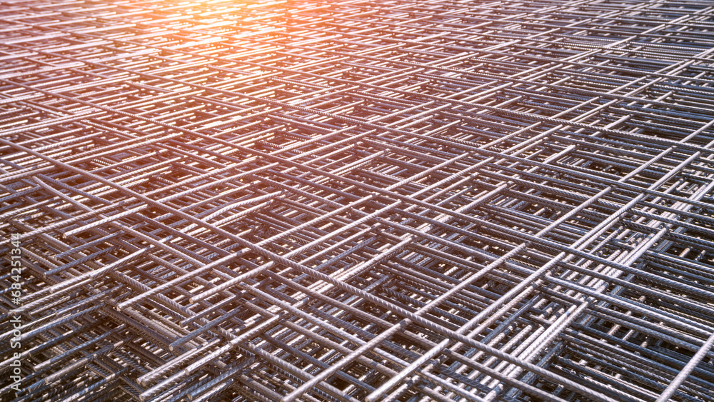 Pile of many prefabricated steel wire mesh for floor pouring work in ...
