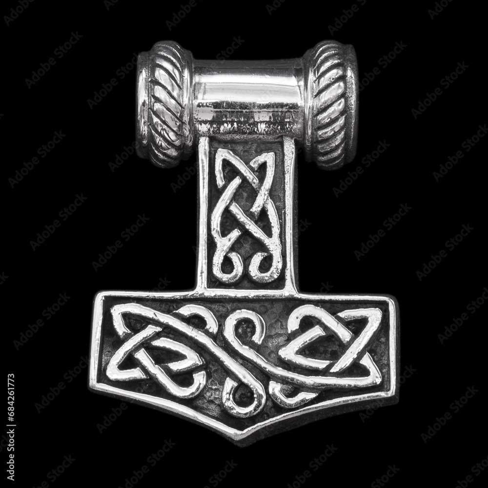 Silver Mjolnir pendant. Peruns ax. Pagan Style. Ancient amulet of ...