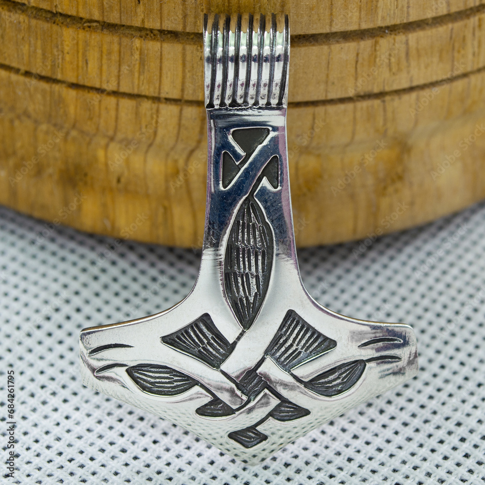 Silver Mjolnir pendant. Peruns ax. Pagan Style. Ancient amulet of ...