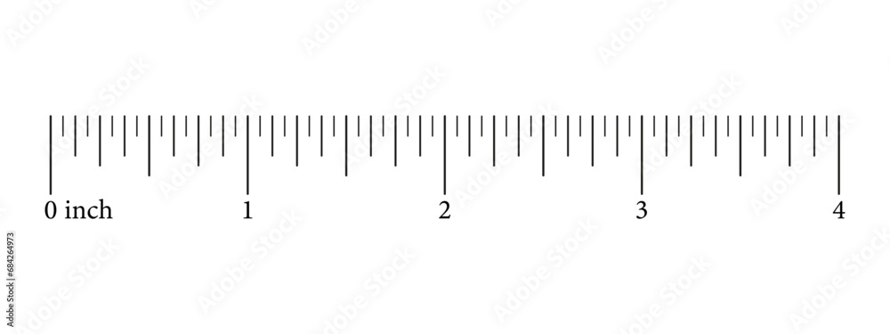 Stock-Vektorgrafik „Ruler 4 inch scale. Measuring tool. Ruler ...