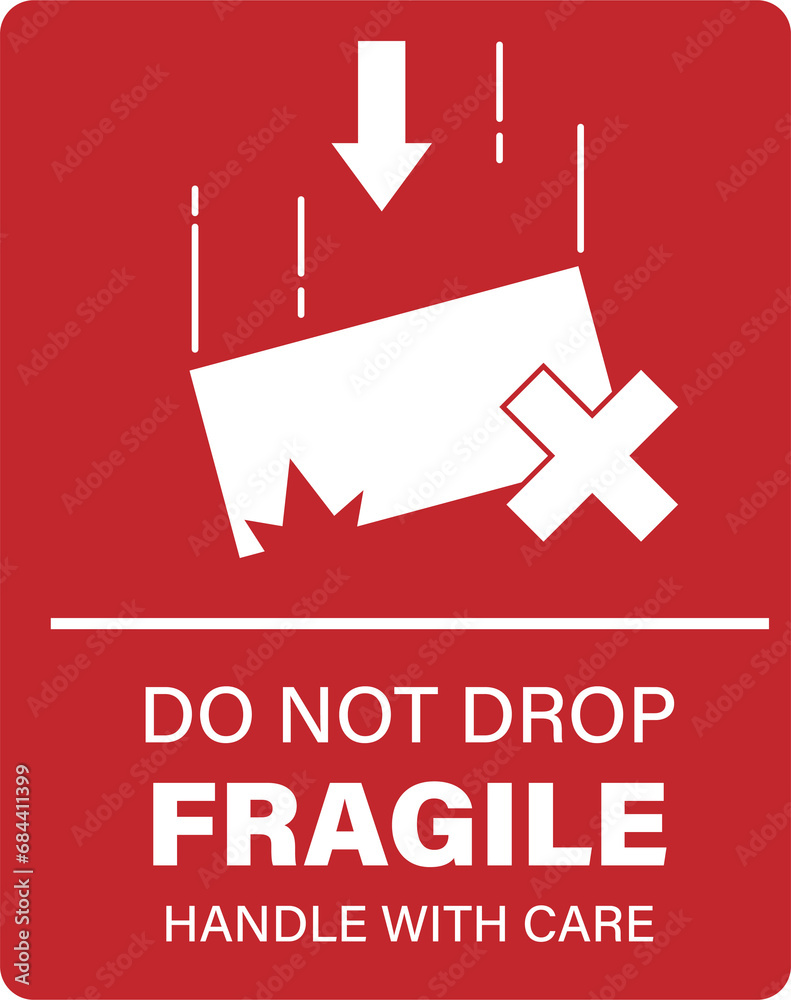 Printable label sticker design red rectangle Fragile, Handle With Care ...