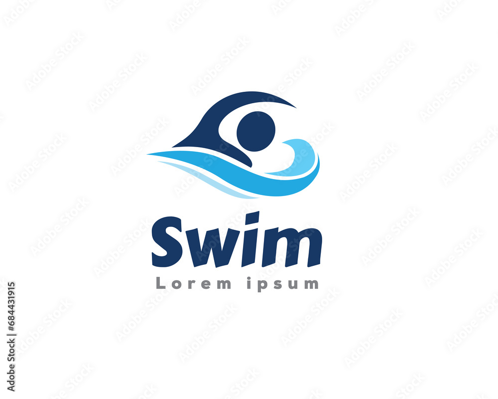 simple abstract swimming art logo design template illustration ...