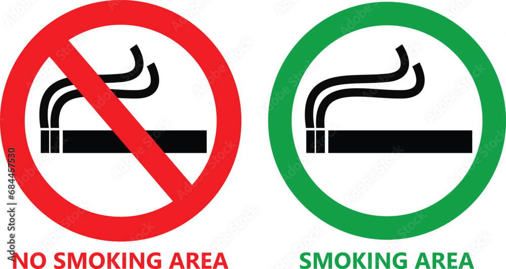 no smoking area and smoking area sign vector Stock Vector | Adobe Stock